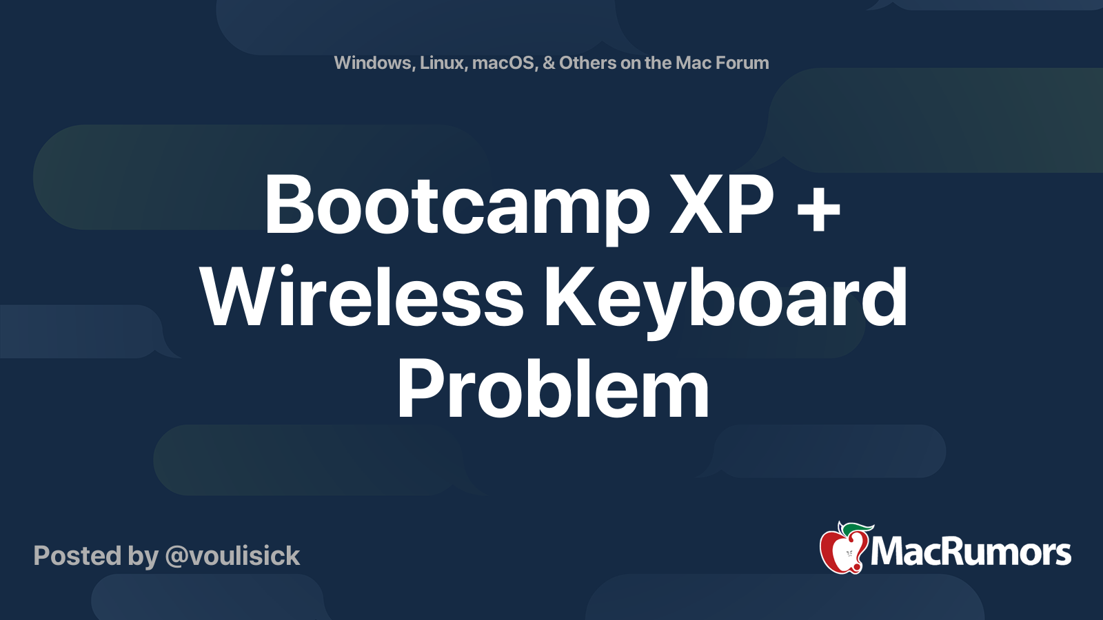 Bootcamp XP + Wireless Keyboard Problem | MacRumors Forums