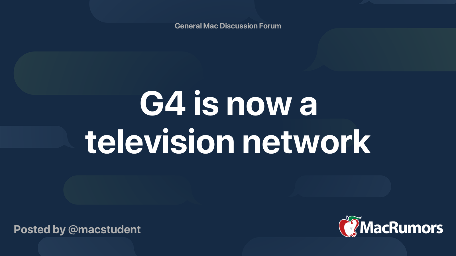 G4 is now a television network | MacRumors Forums
