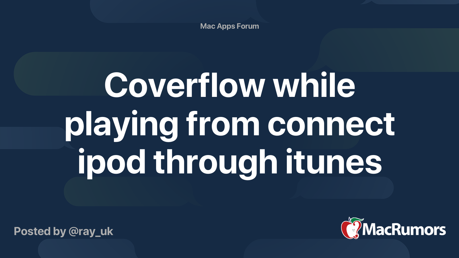 Coverflow while playing from connect ipod through itunes | MacRumors Forums