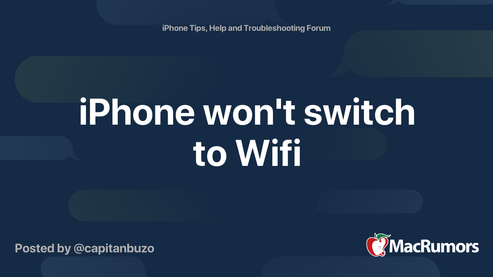 iPhone won't switch to Wifi | MacRumors Forums