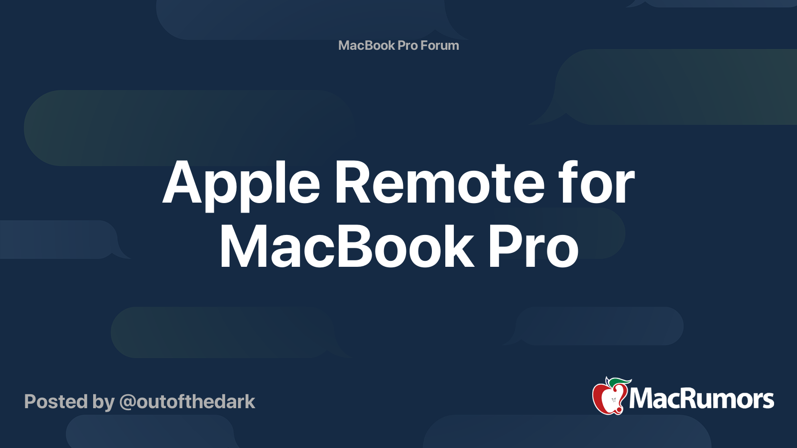 Apple Remote for MacBook Pro | MacRumors Forums