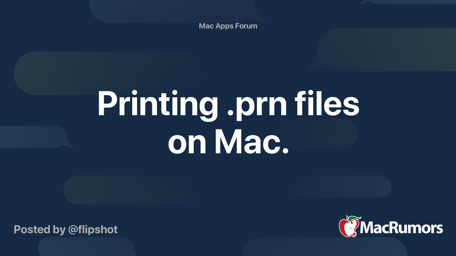 Printing .prn files on Mac. | MacRumors Forums