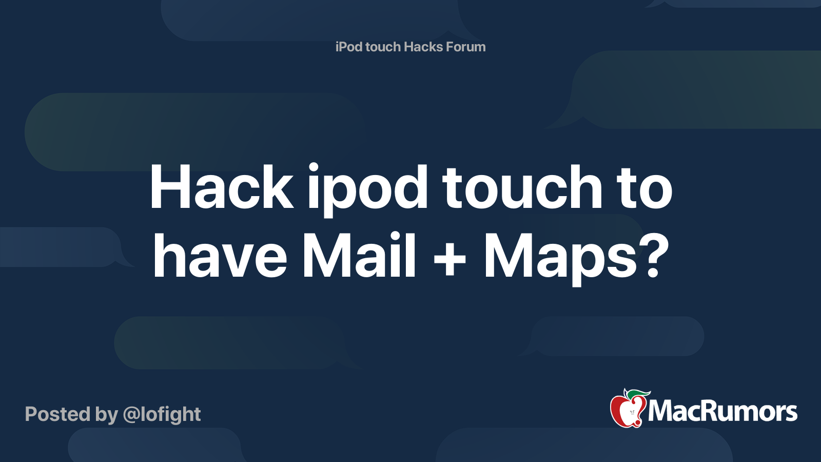 Hack ipod touch to have Mail + Maps? | MacRumors Forums