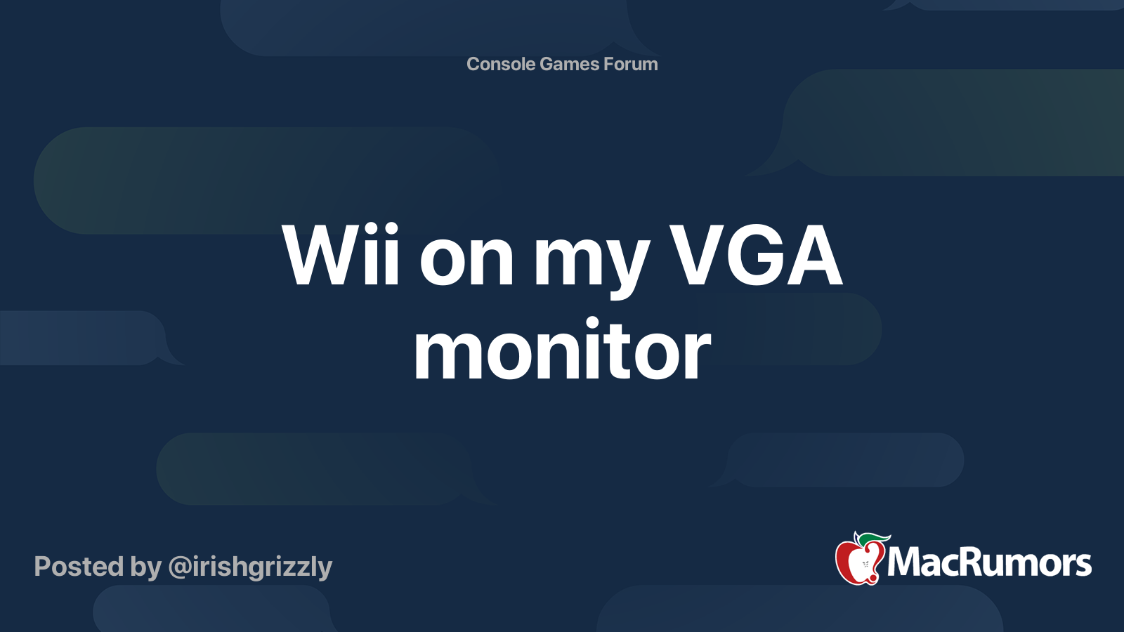 Wii on my VGA monitor | MacRumors Forums