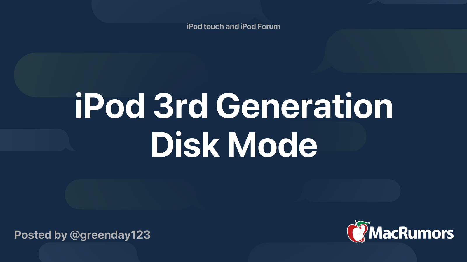 iPod 3rd Generation Disk Mode | MacRumors Forums