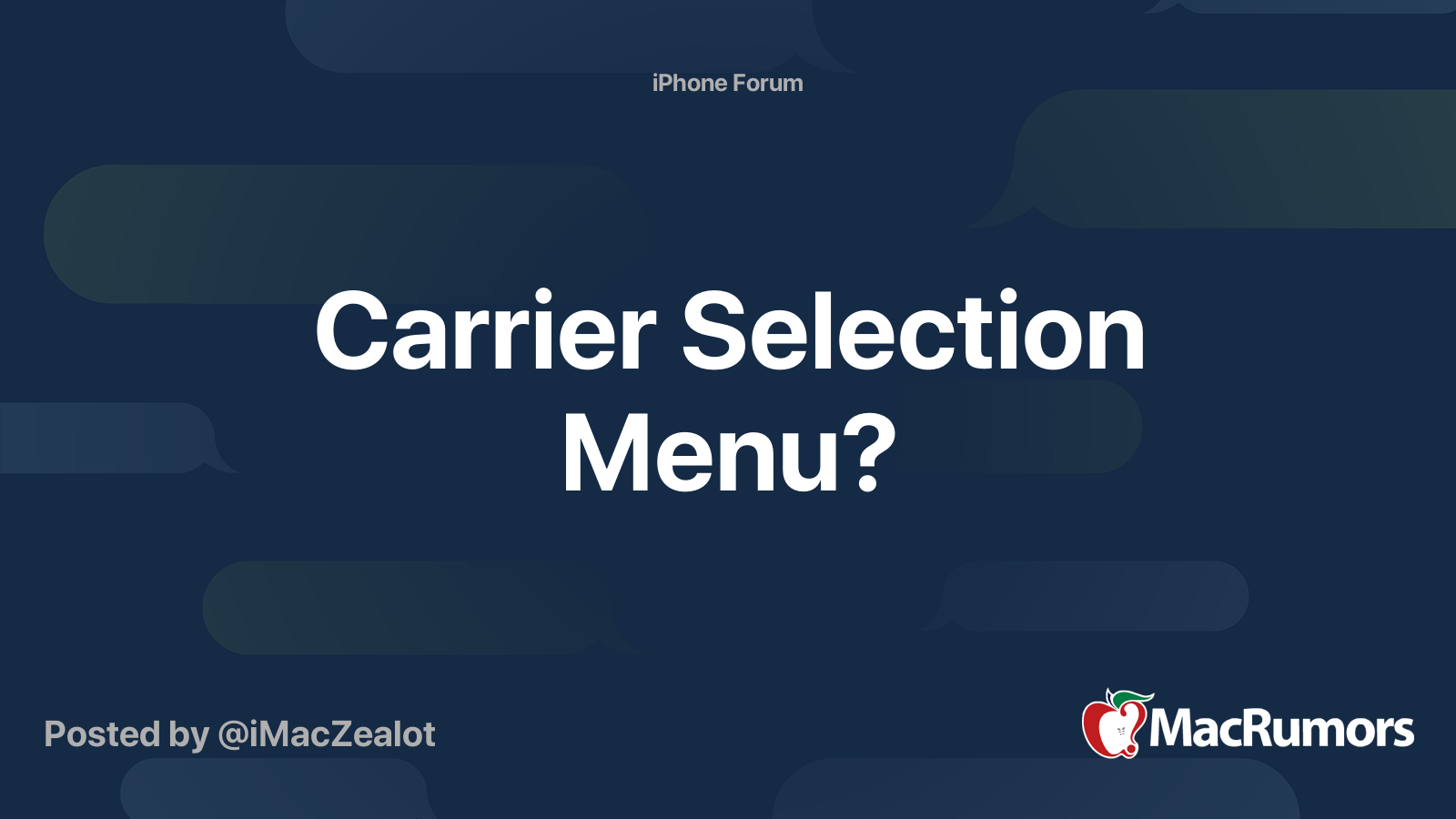 Carrier Selection Menu? | MacRumors Forums