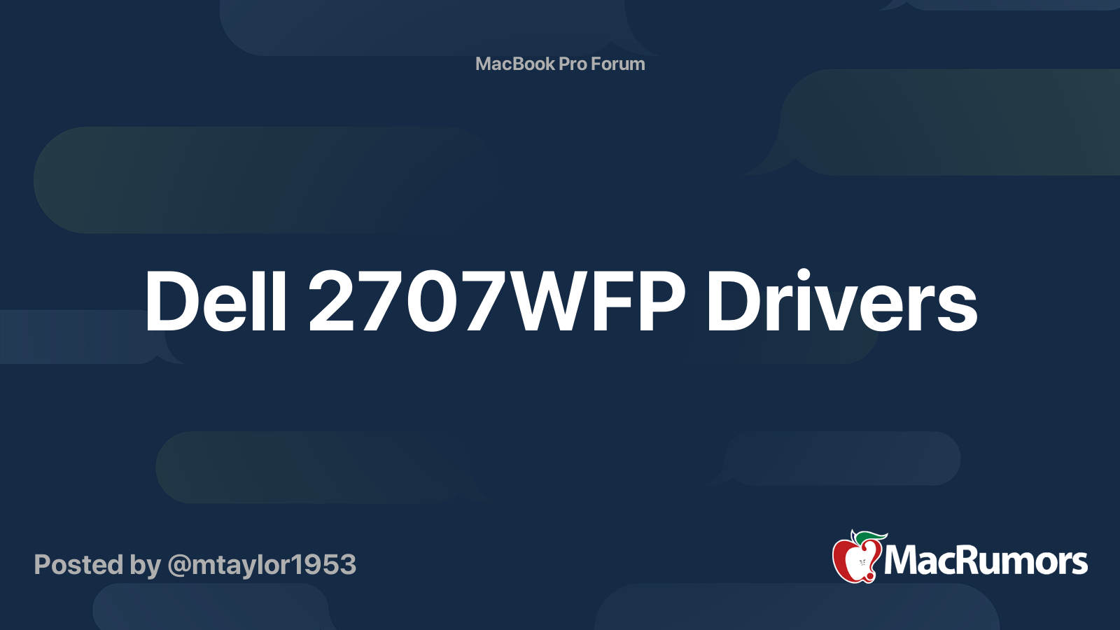 Dell 2707WFP Drivers | MacRumors Forums