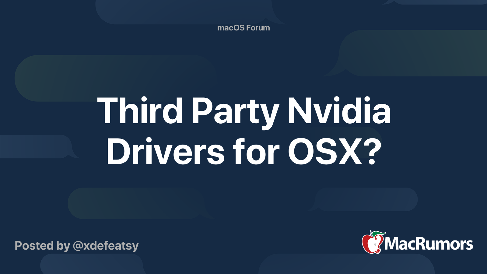 Third Party Nvidia Drivers for OSX? | MacRumors Forums