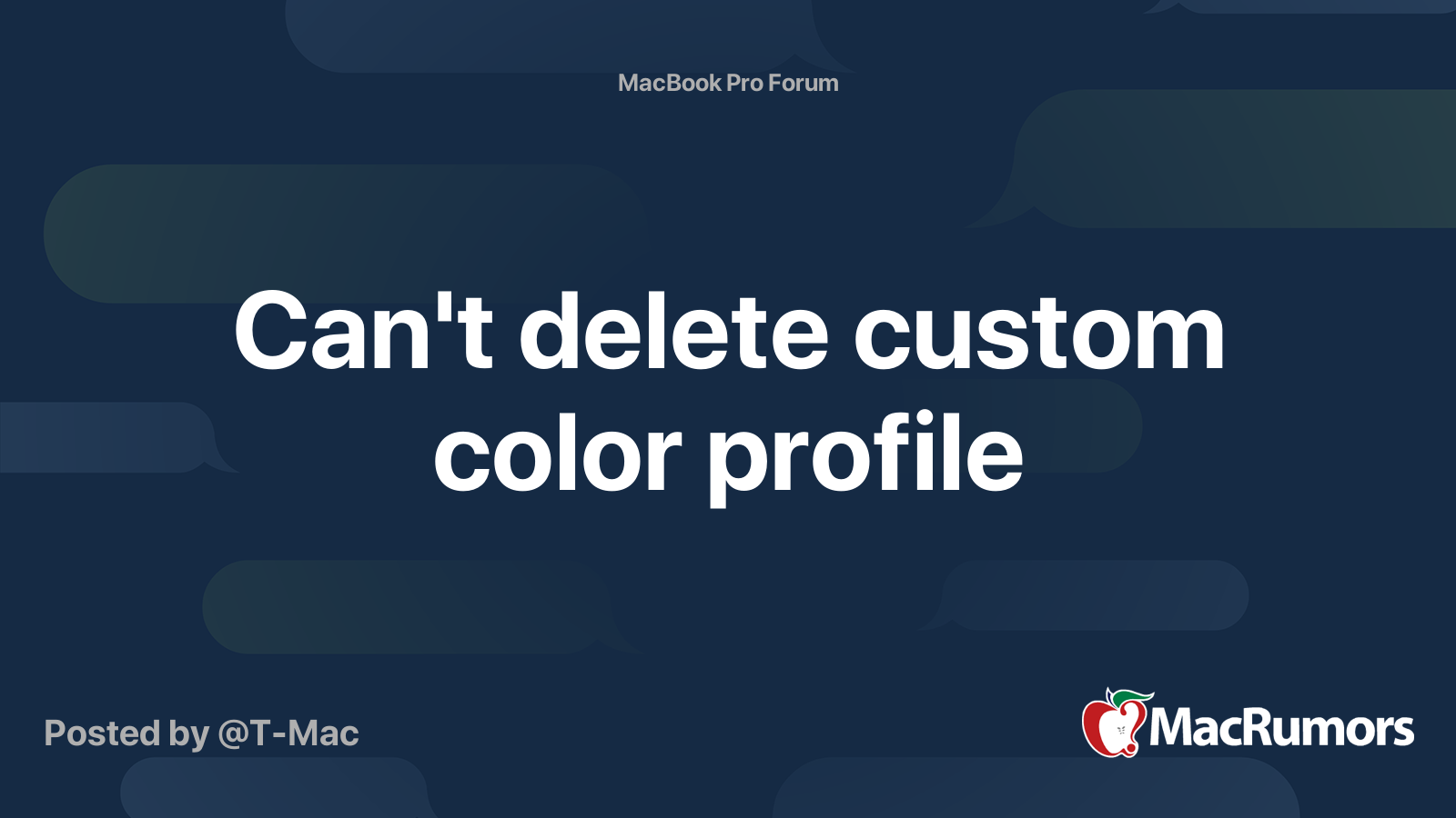 Can't delete custom color profile | MacRumors Forums