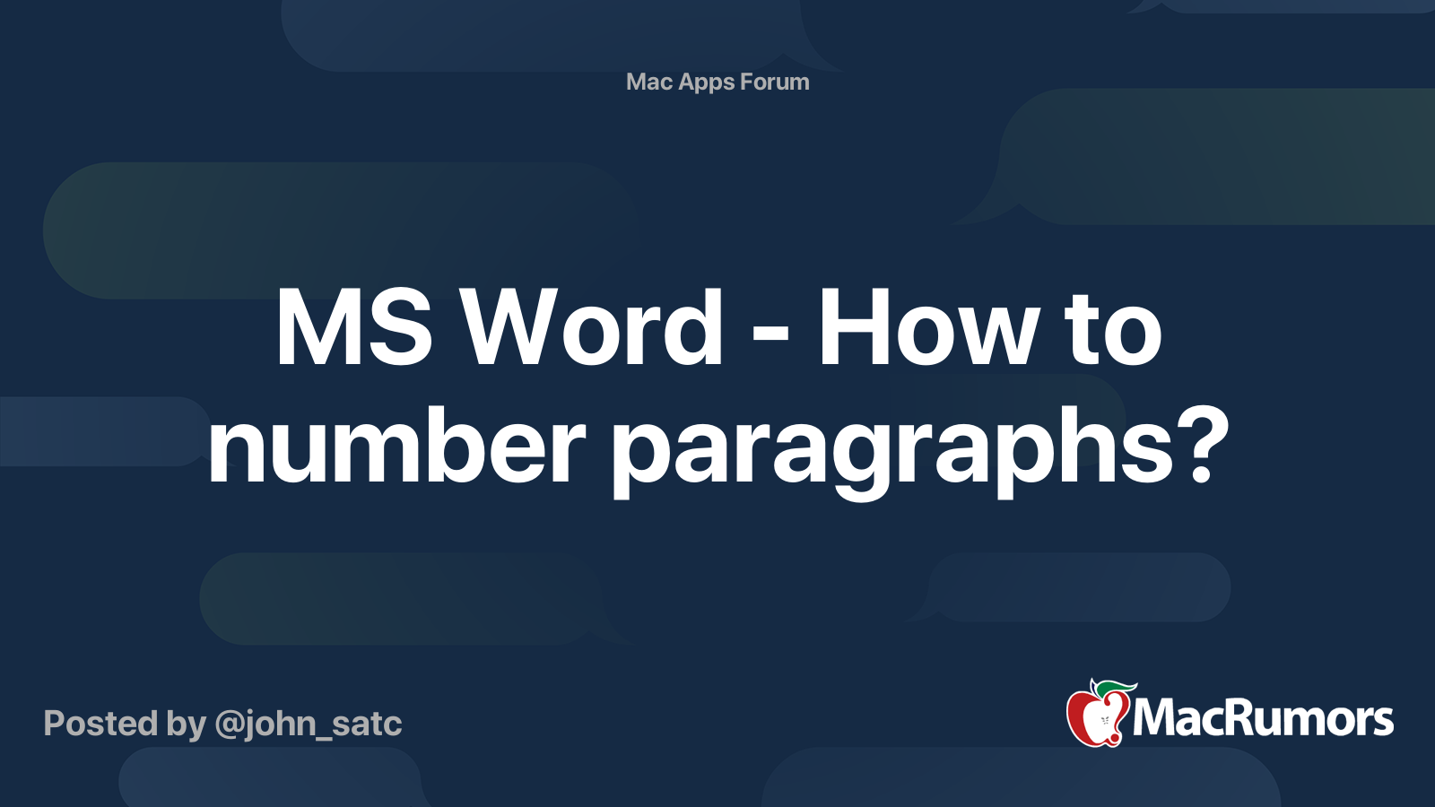 MS Word - How to number paragraphs? | MacRumors Forums