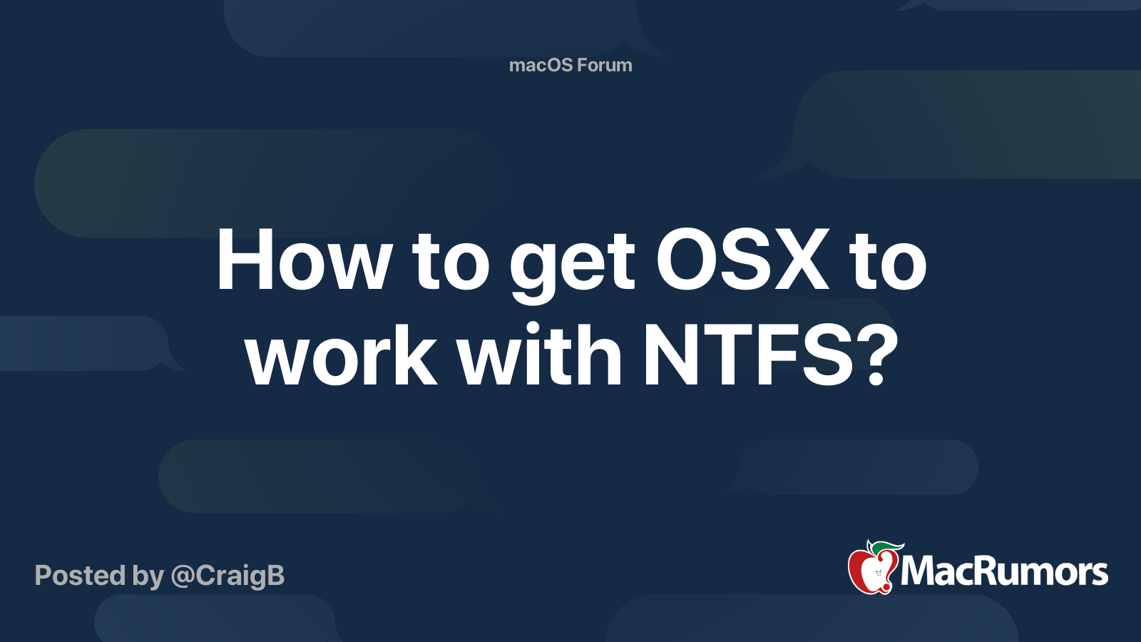 How to get OSX to work with NTFS? | MacRumors Forums