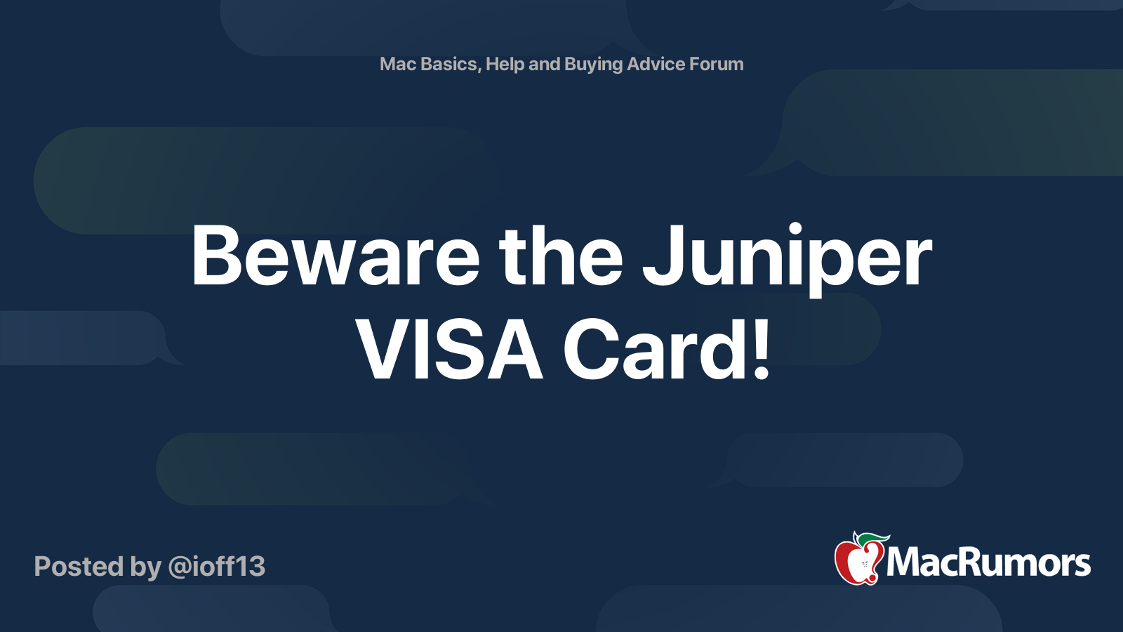 Beware the Juniper VISA Card! | MacRumors Forums