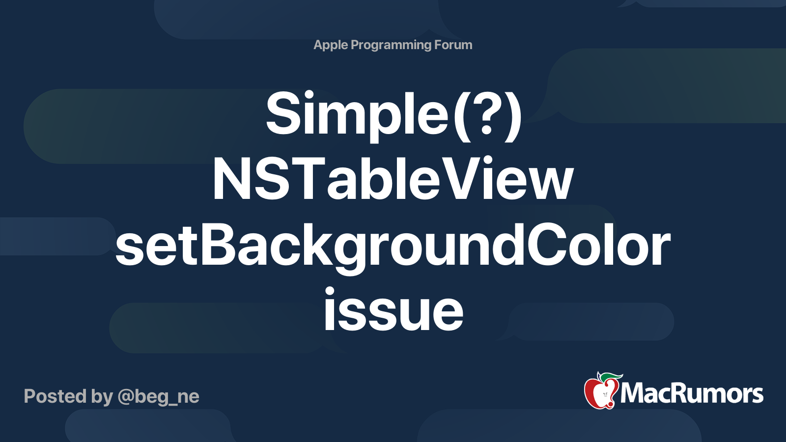 Simple(?) NSTableView setBackgroundColor issue | MacRumors Forums