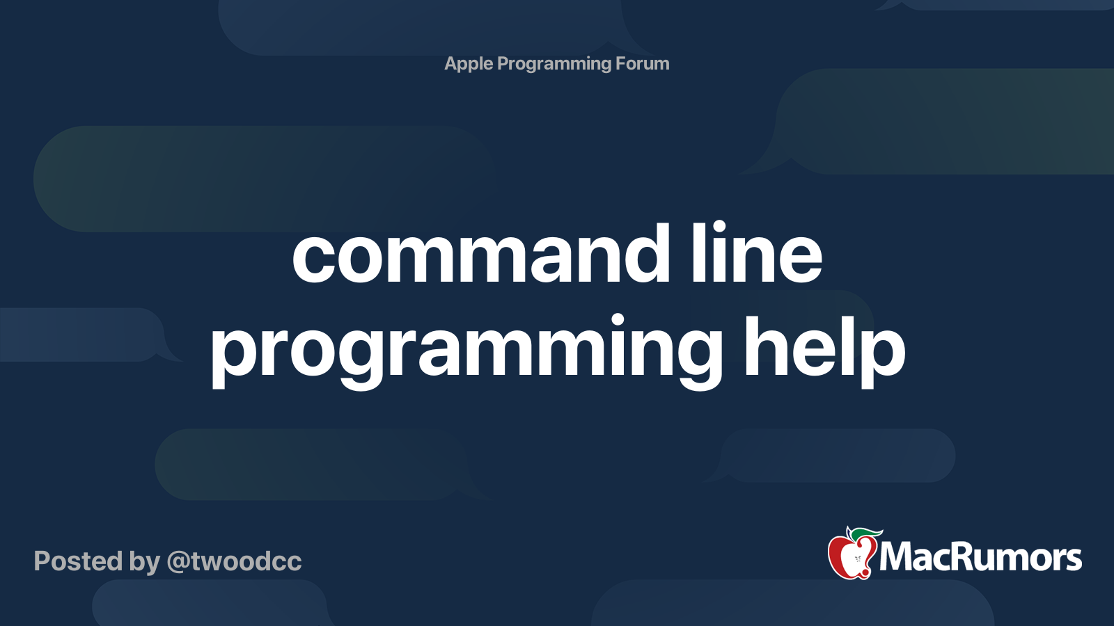 command line programming help | MacRumors Forums
