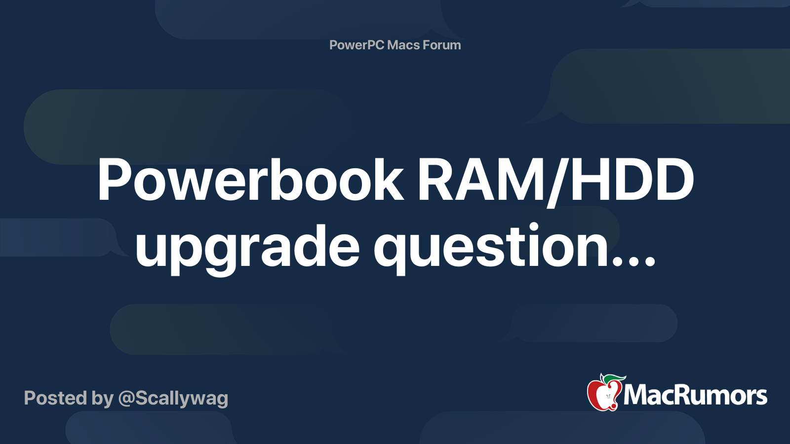 Powerbook RAM/HDD upgrade question... | MacRumors Forums