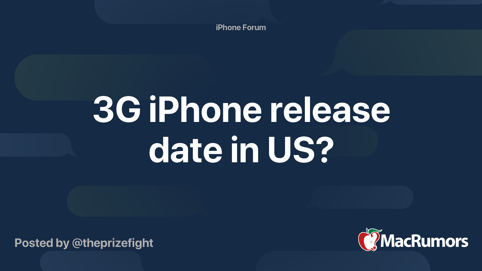 3G iPhone release date in US? | MacRumors Forums