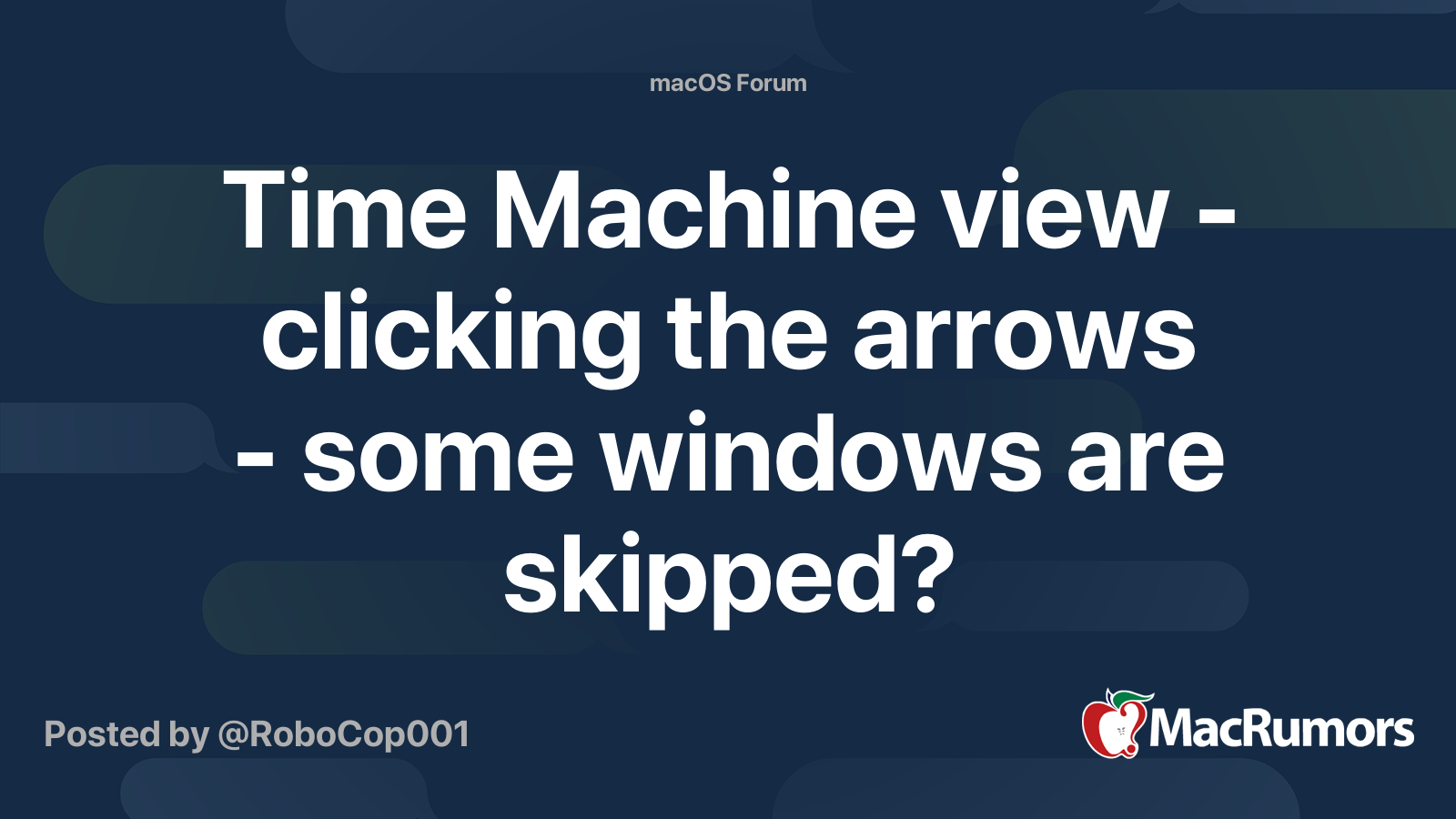 Time Machine view - clicking the arrows - some windows are skipped? | MacRumors Forums