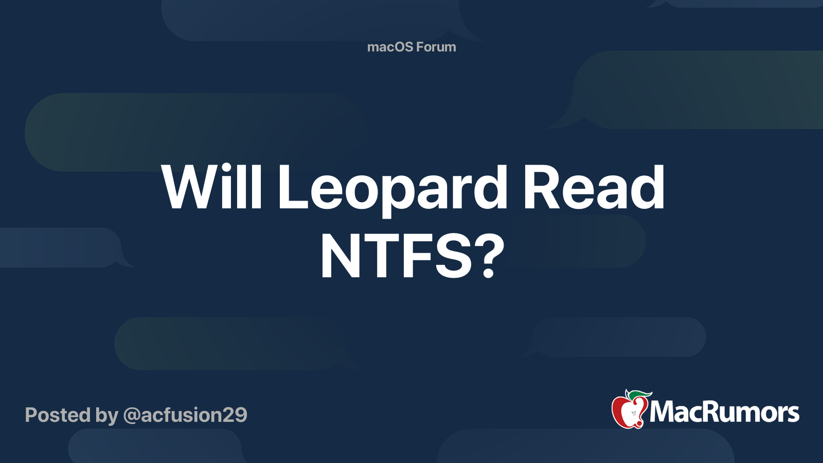 Will Leopard Read NTFS? | MacRumors Forums