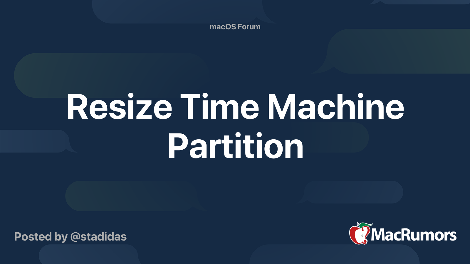 Resize Time Machine Partition | MacRumors Forums