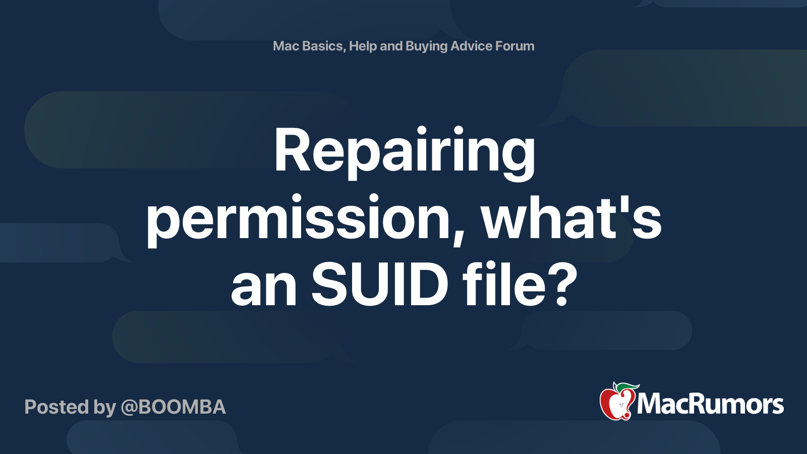 Repairing permission, what's an SUID file? | MacRumors Forums