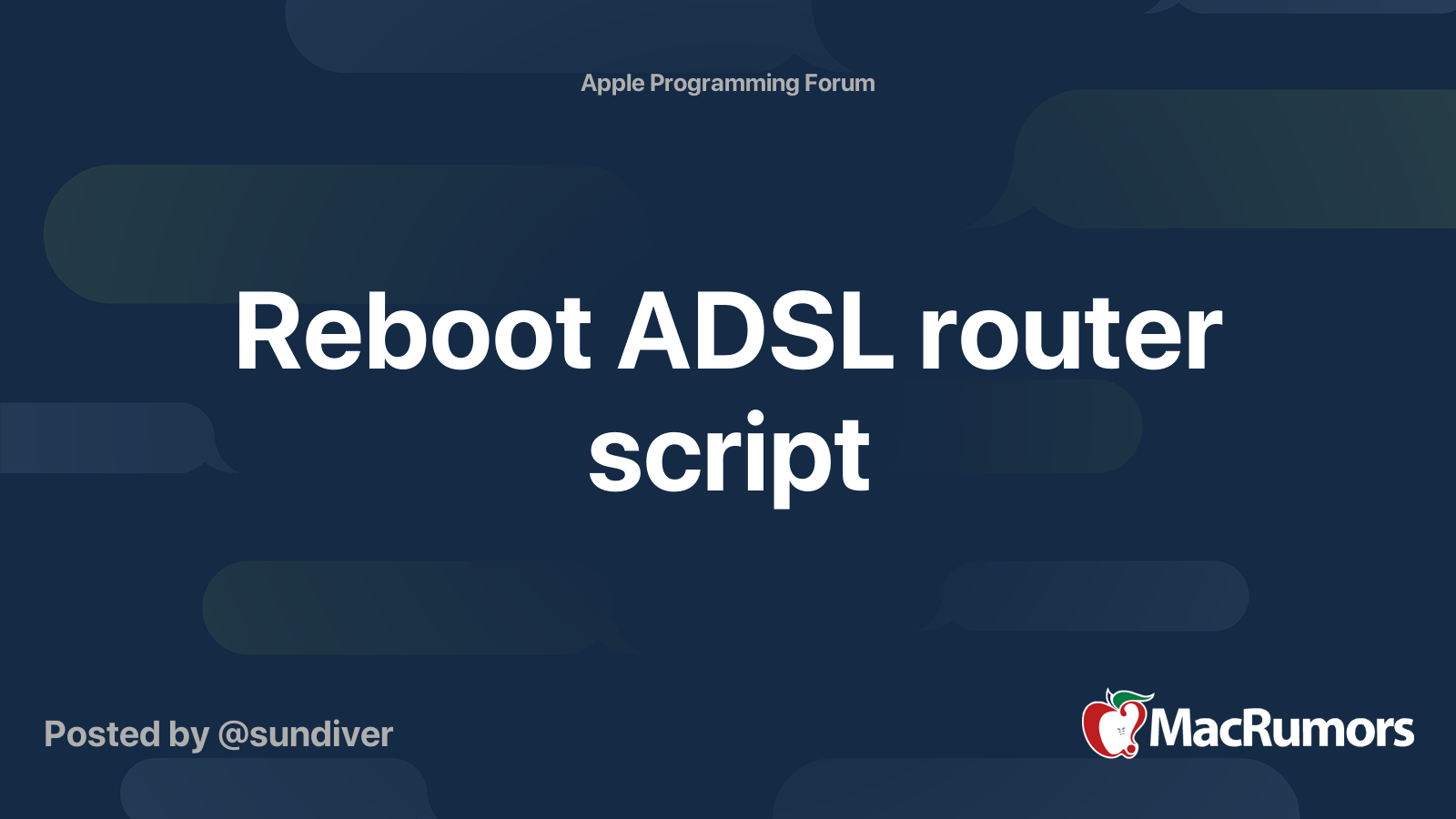 Reboot ADSL router script | MacRumors Forums