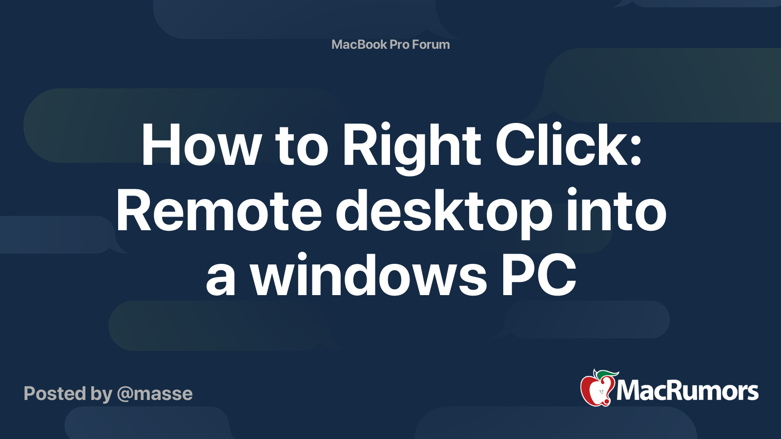 How to Right Click: Remote desktop into a windows PC | MacRumors Forums