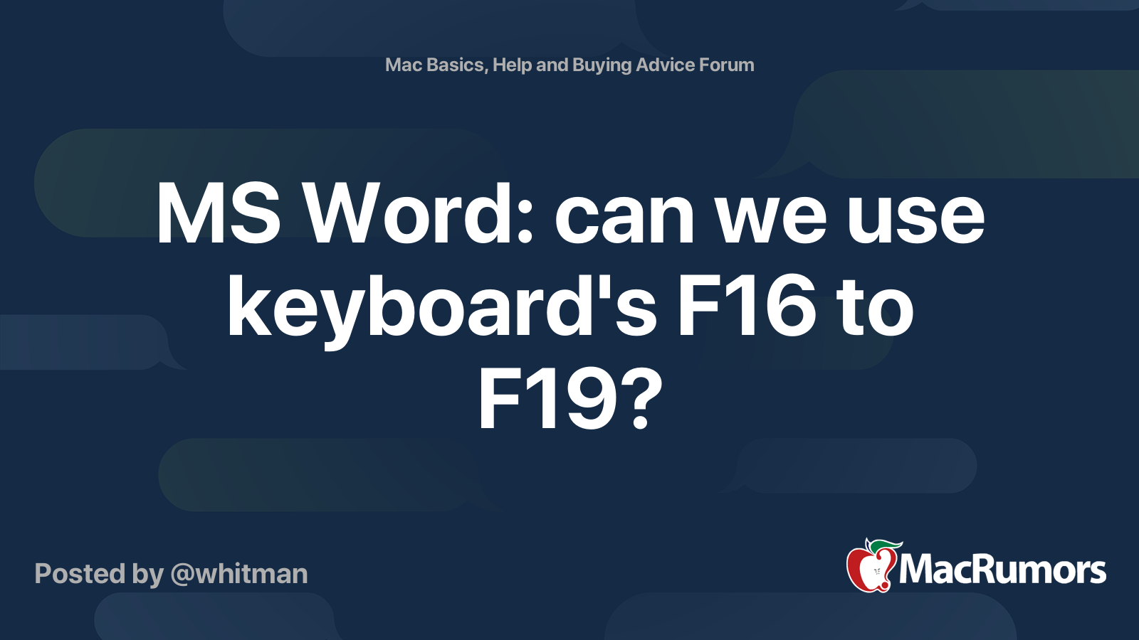 MS Word: can we use keyboard's F16 to F19? | MacRumors Forums