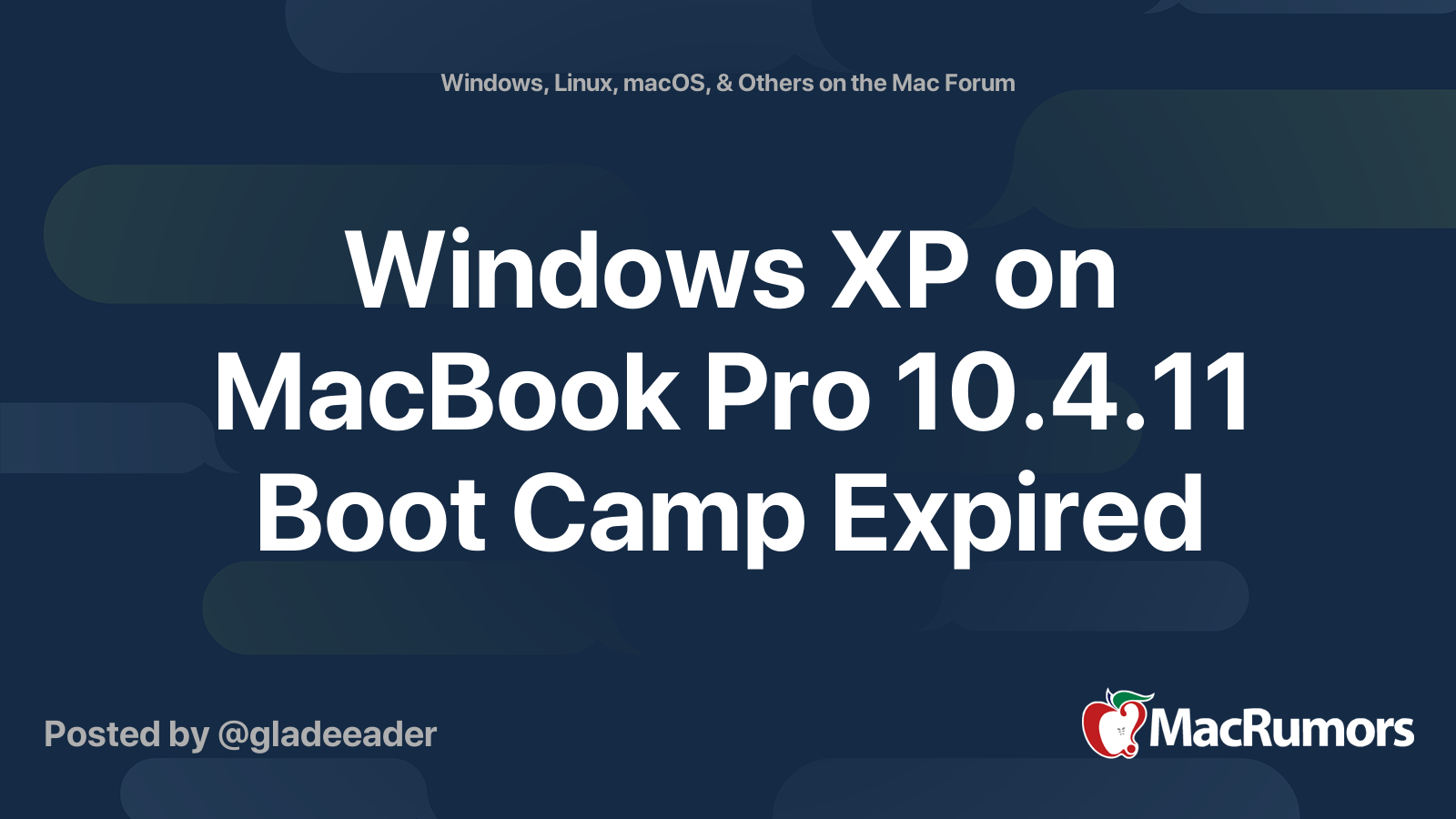 Windows XP on MacBook Pro 10.4.11 Boot Camp Expired | MacRumors Forums