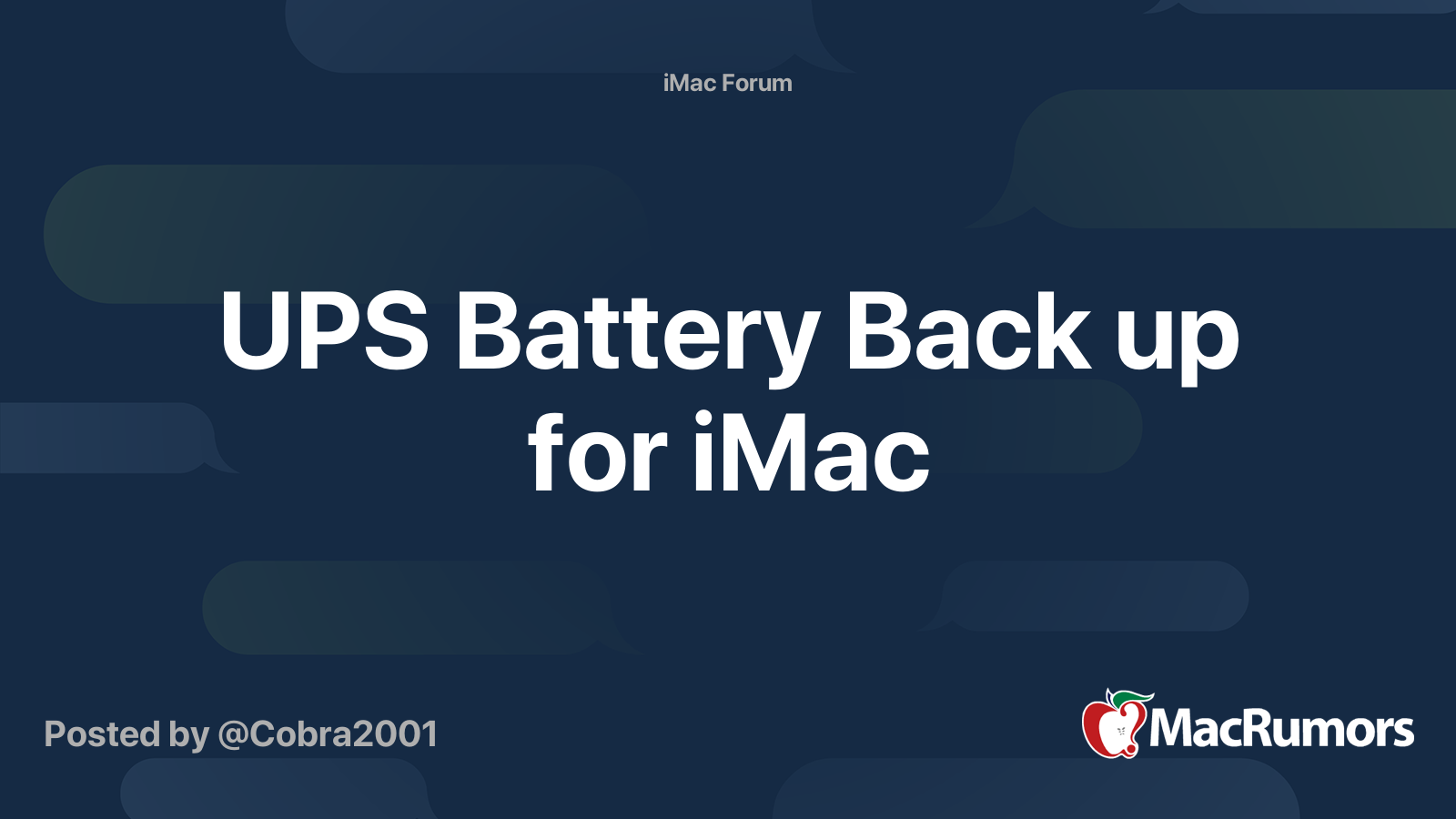 UPS Battery Back up for iMac | MacRumors Forums