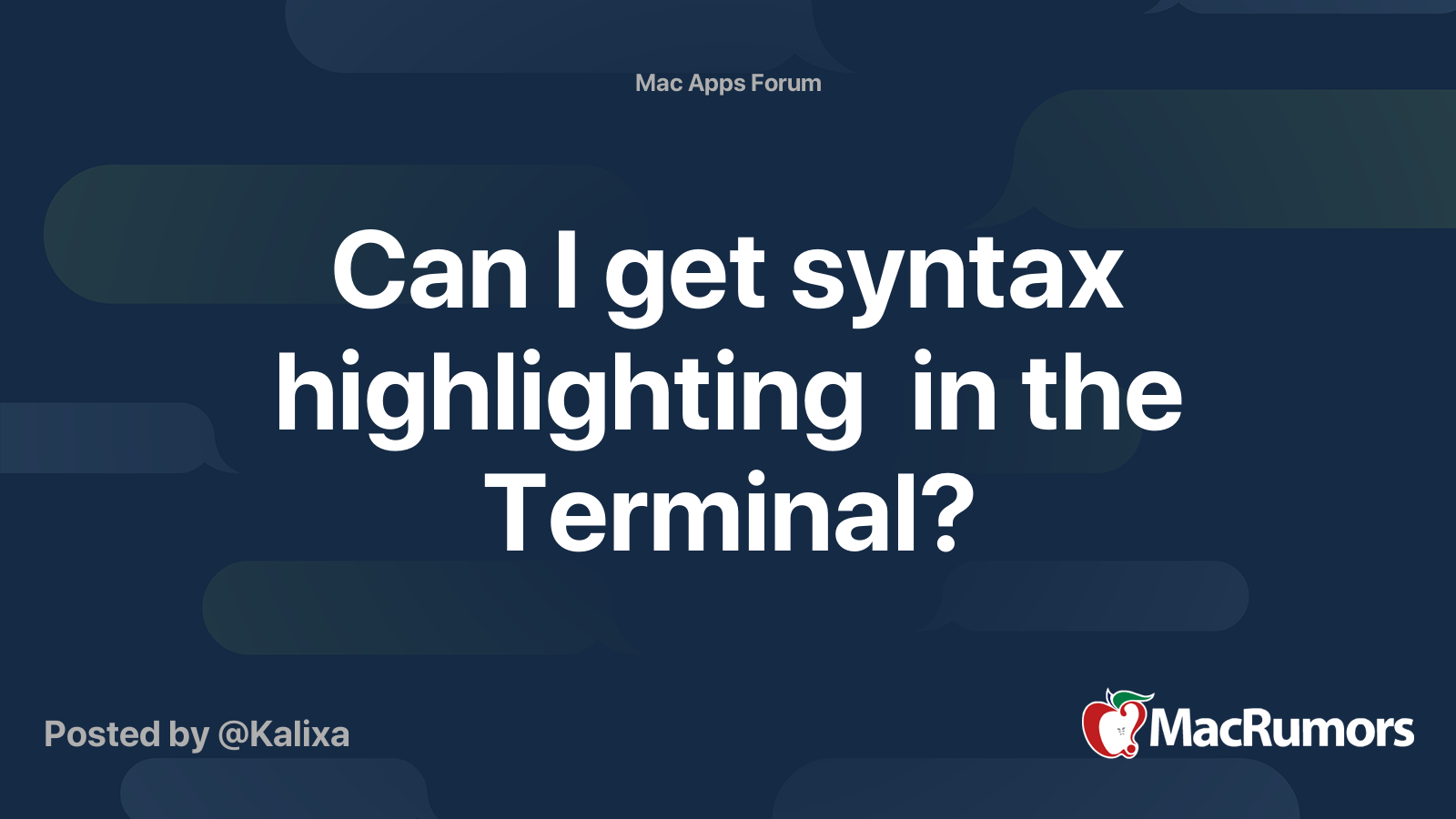 Can I Get Syntax Highlighting In The Terminal Macrumors Forums