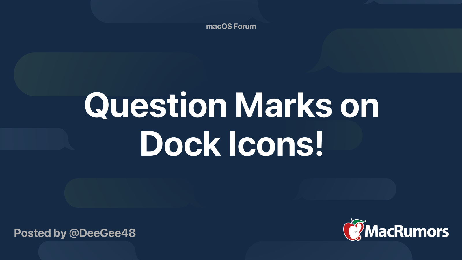 Question Marks on Dock Icons! | MacRumors Forums