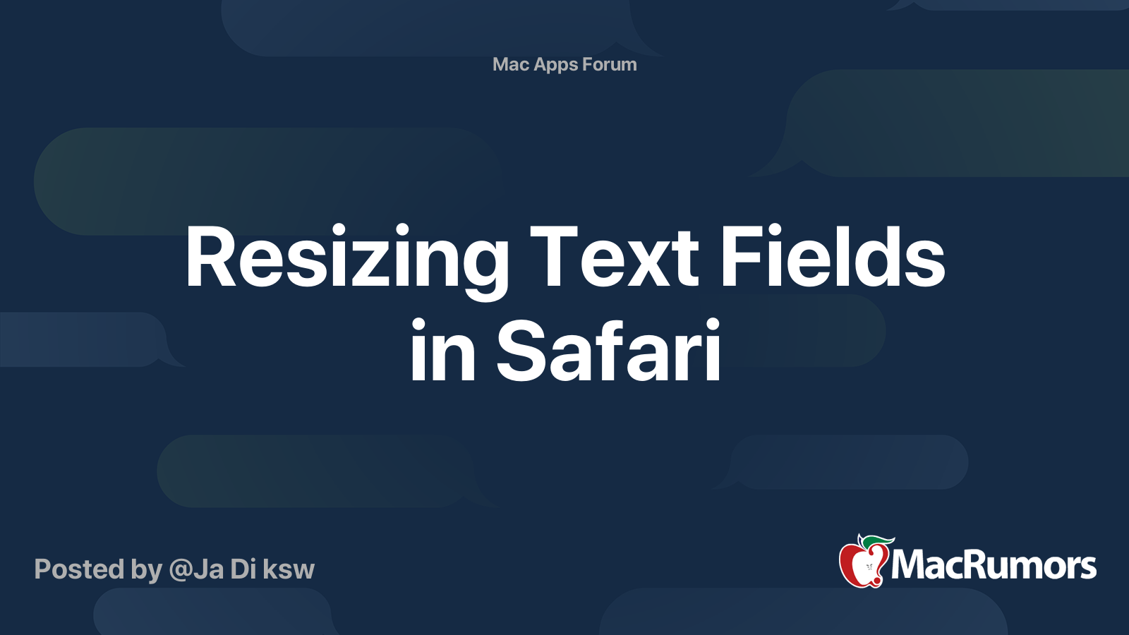 Resizing Text Fields in Safari | MacRumors Forums