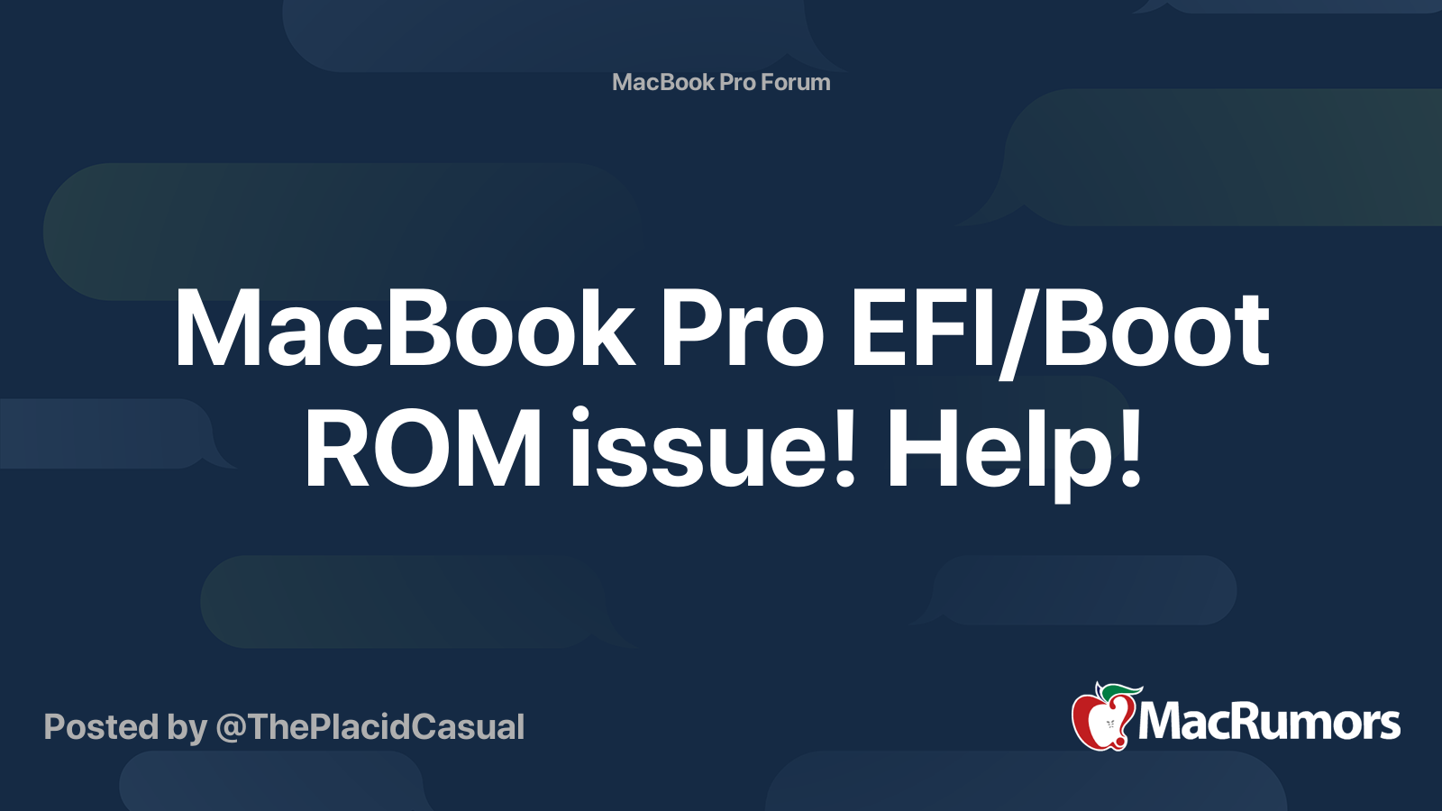 MacBook Pro EFI/Boot ROM issue! Help! | MacRumors Forums
