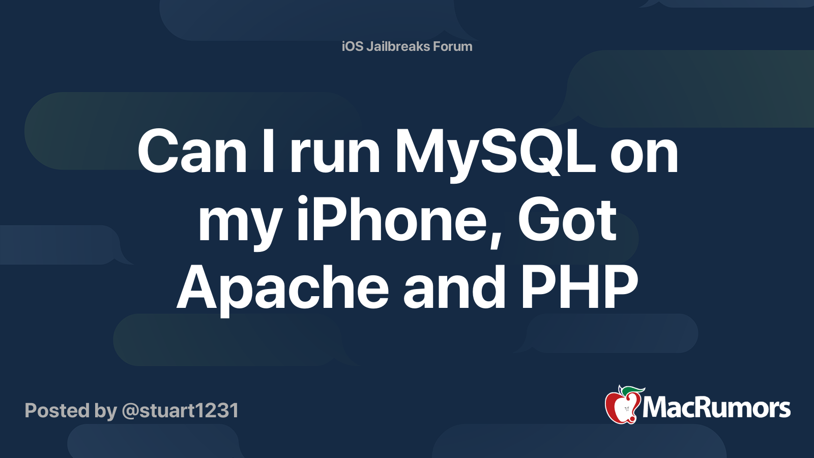 Can I Run Mysql On My Iphone Got Apache And Php Macrumors Forums