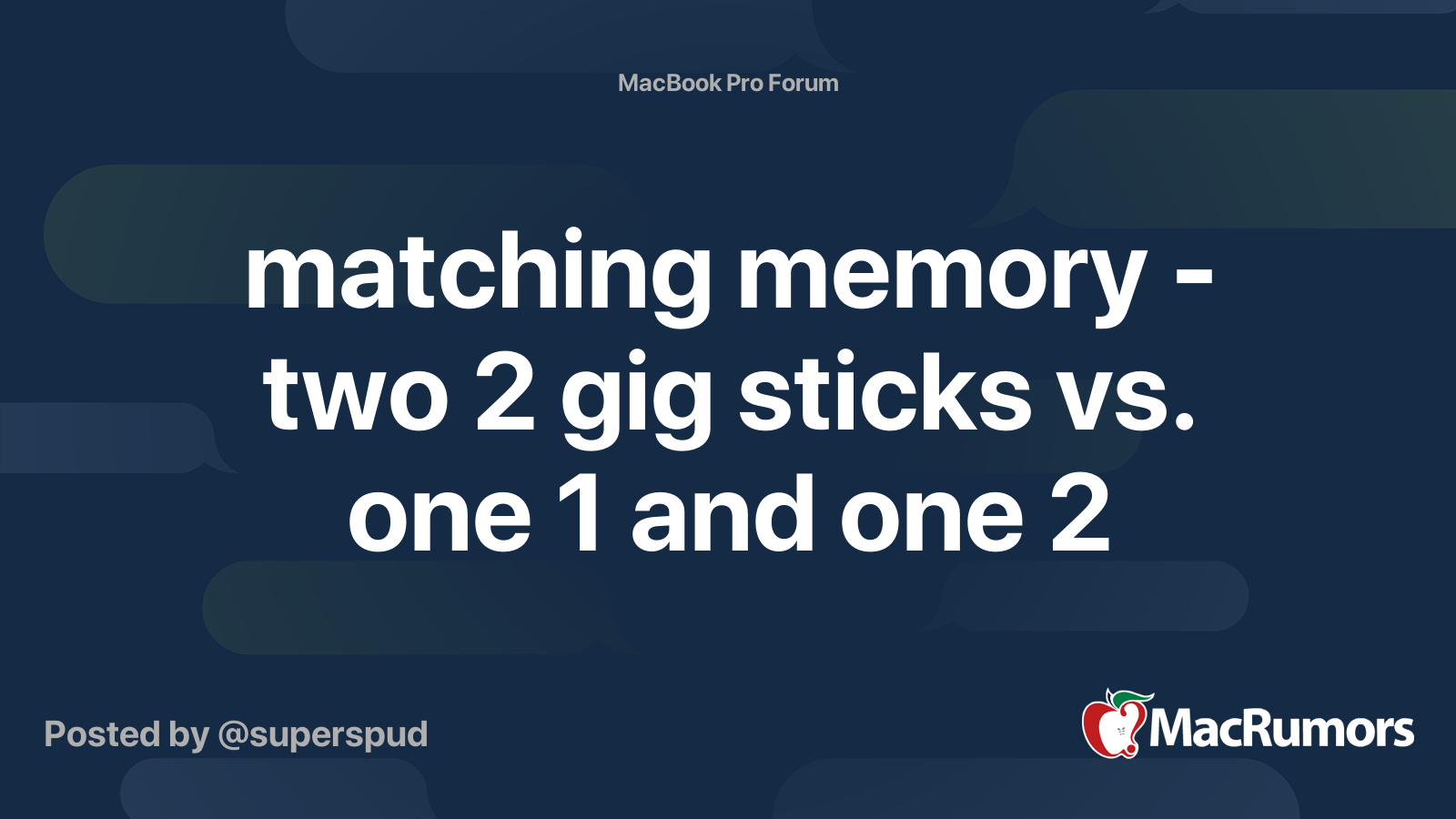matching memory - two 2 gig sticks vs. one 1 and one 2 | MacRumors Forums