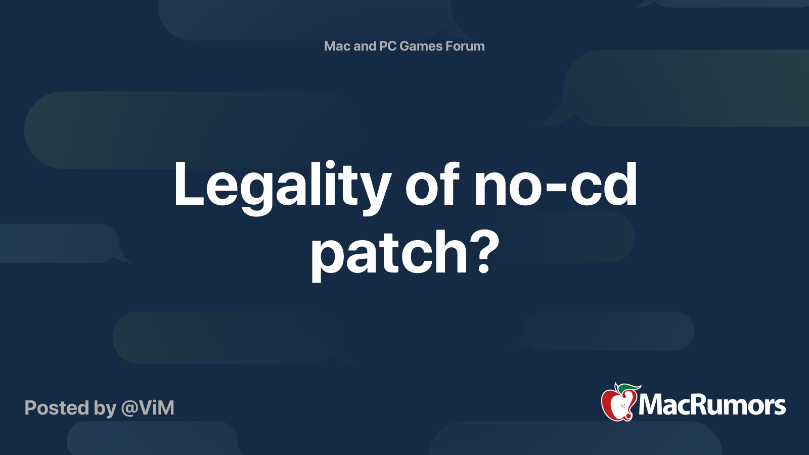 Legality of no-cd patch? | MacRumors Forums