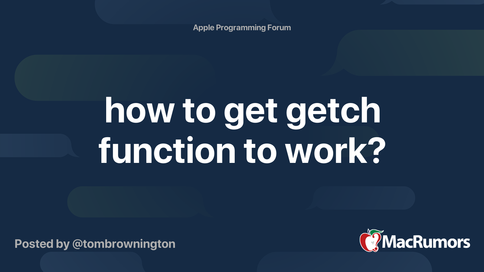 How To Get Getch Function To Work Macrumors Forums