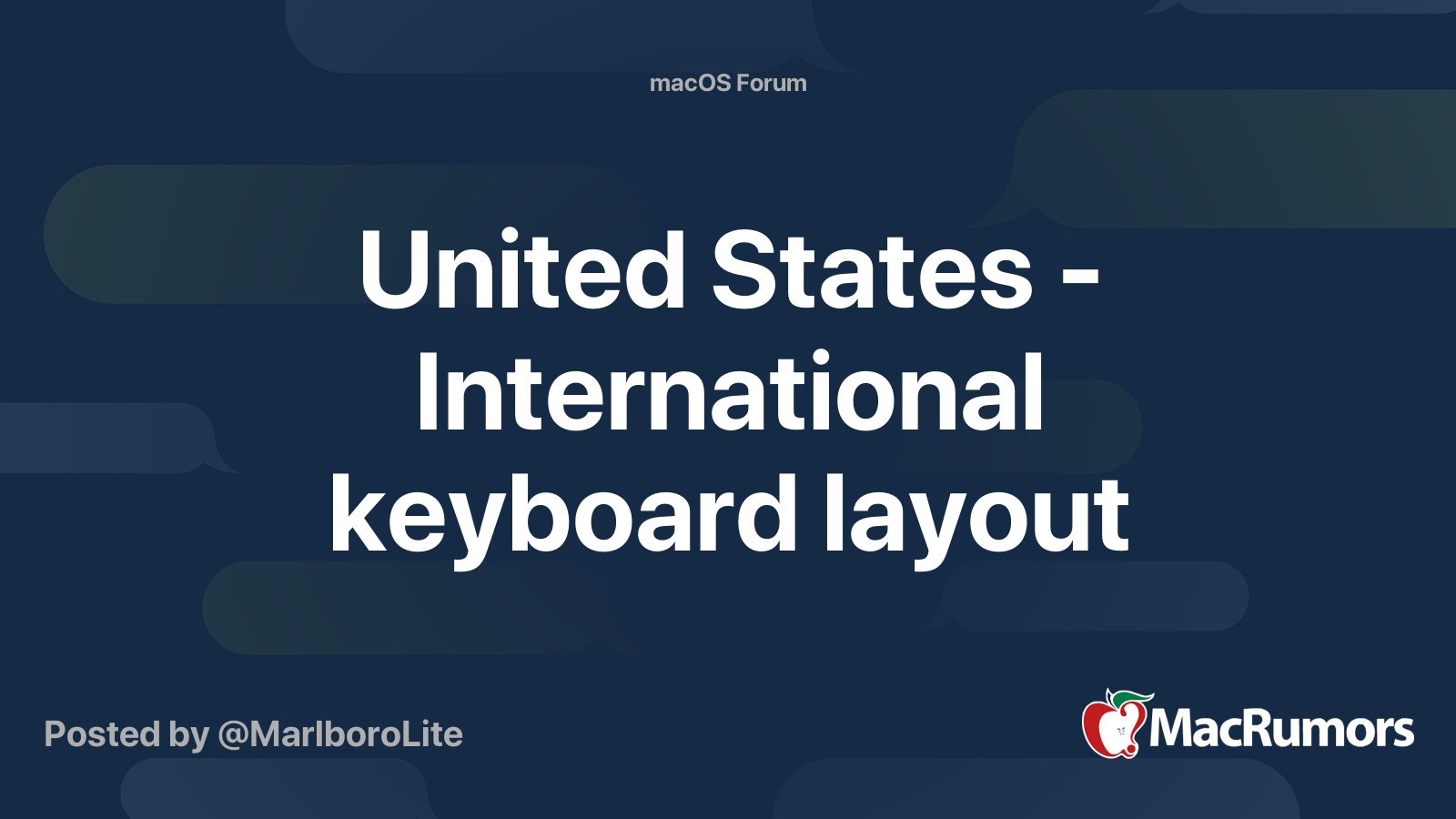 United States - International keyboard layout | MacRumors Forums