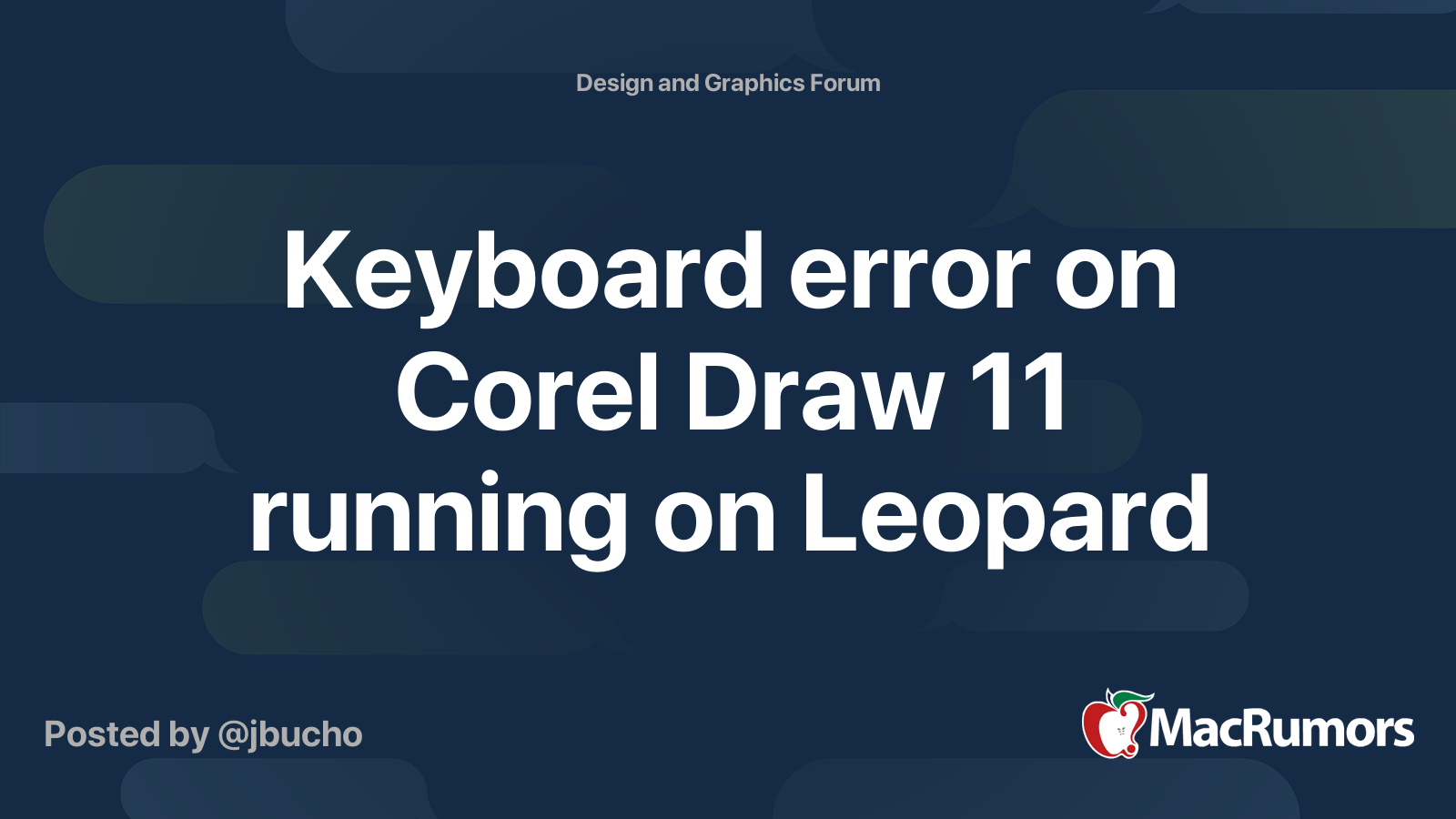 Keyboard error on Corel Draw 11 running on Leopard | MacRumors Forums