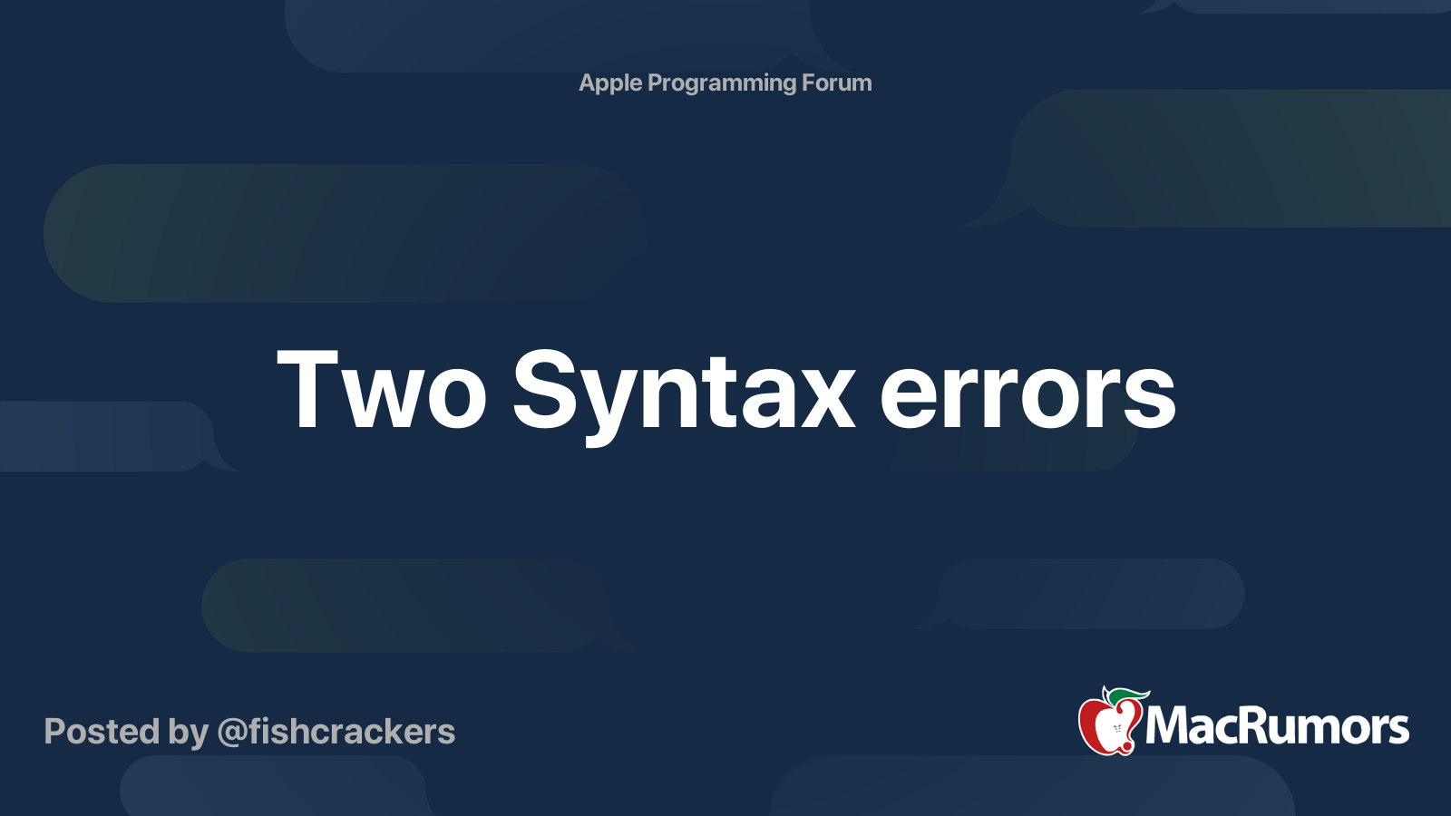 Two Syntax errors | MacRumors Forums