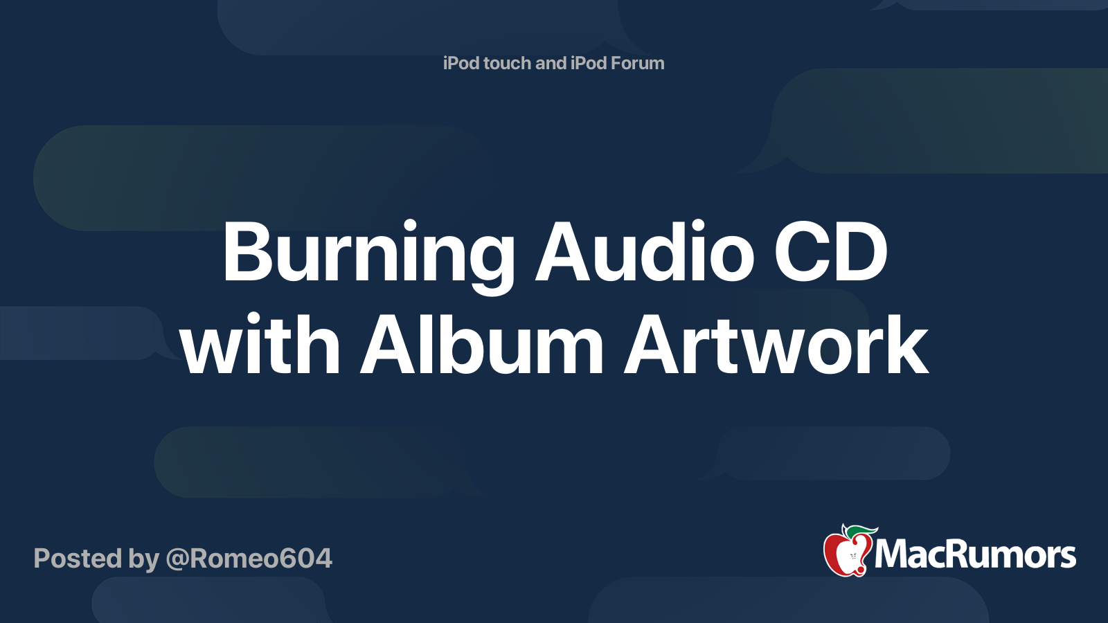 Burning Audio CD with Album Artwork | MacRumors Forums