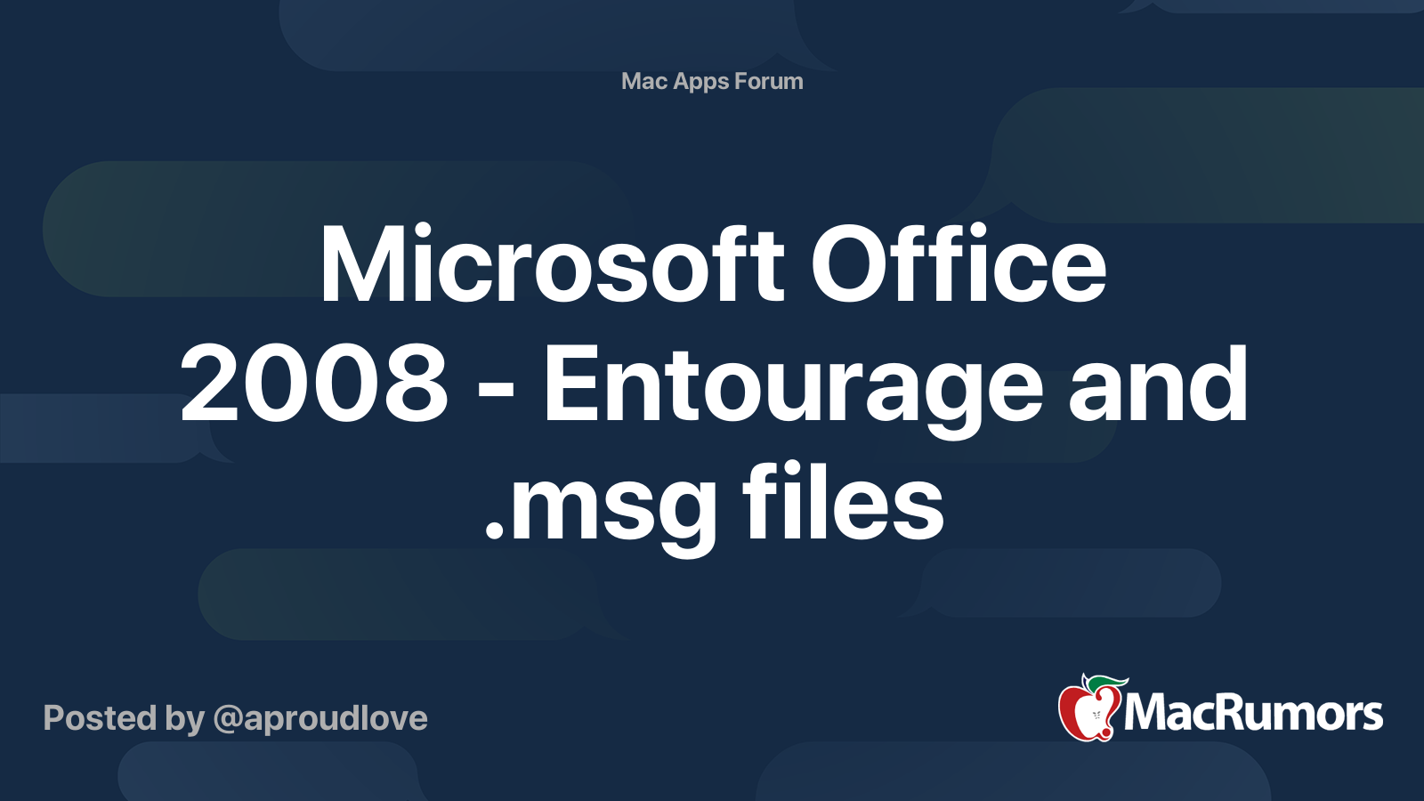 Microsoft Office 2008 - Entourage and .msg files | MacRumors Forums