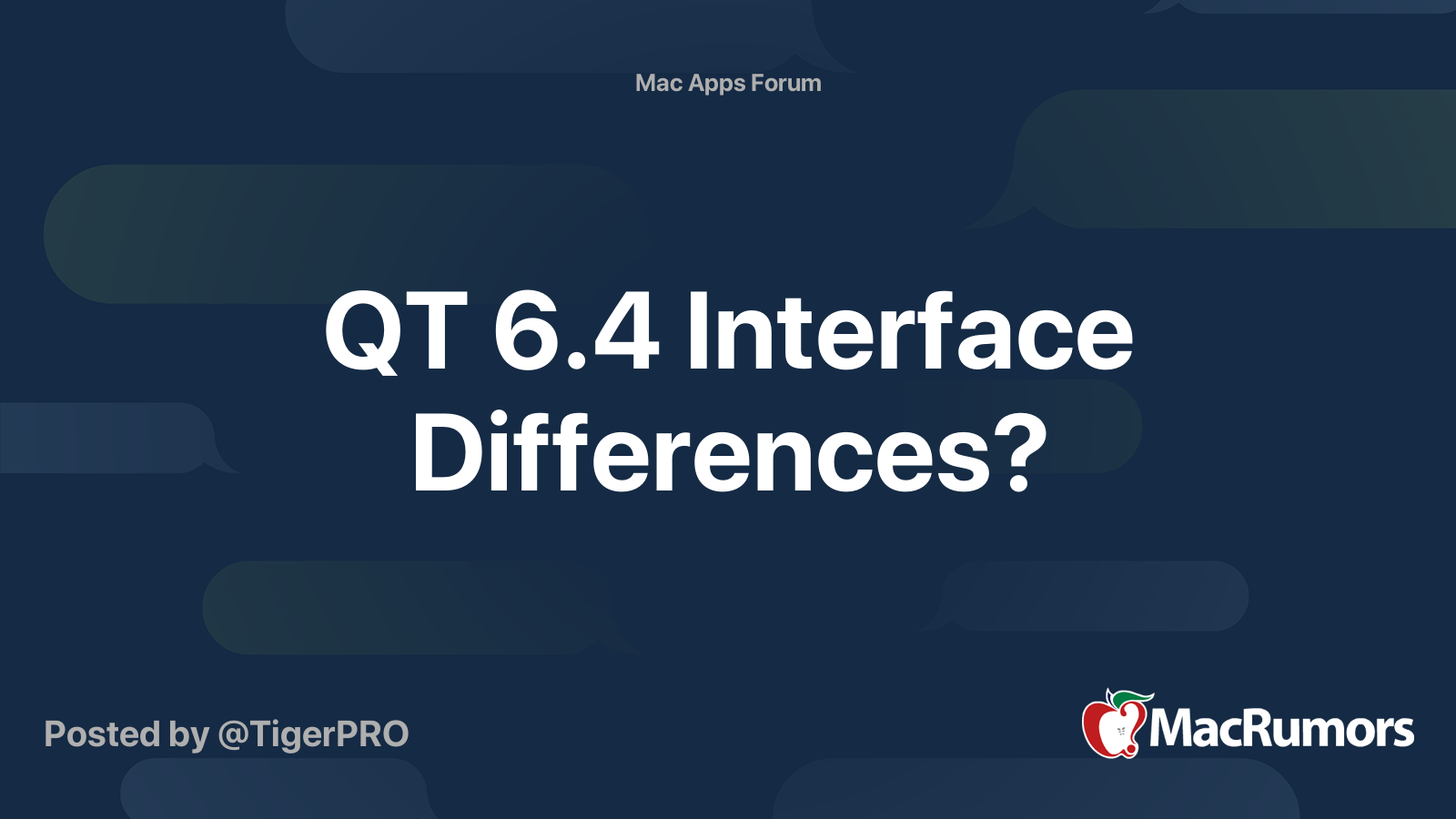 QT 6.4 Interface Differences? | MacRumors Forums