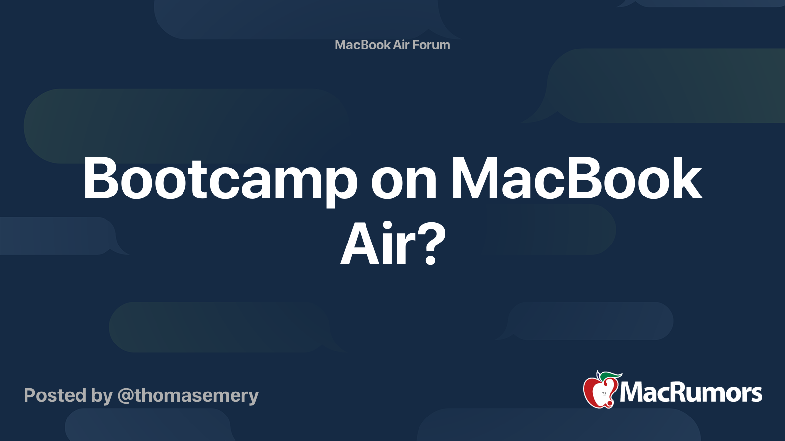 Bootcamp on MacBook Air? | MacRumors Forums