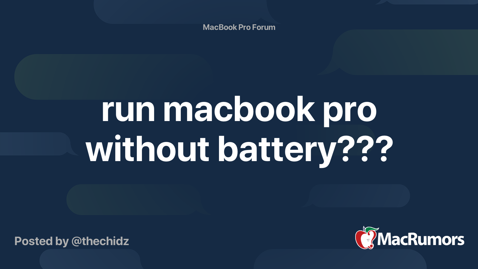 run macbook pro without battery??? | MacRumors Forums