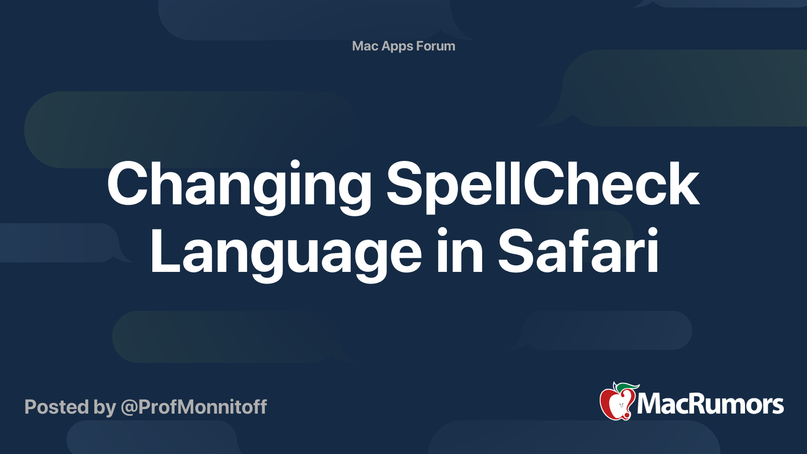 Changing SpellCheck Language in Safari | MacRumors Forums