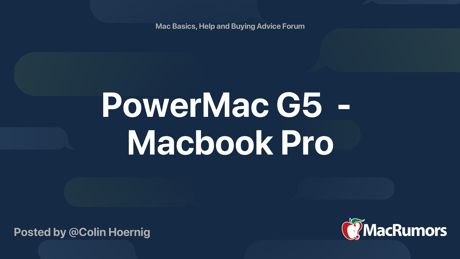 PowerMac G5 - Macbook Pro | MacRumors Forums