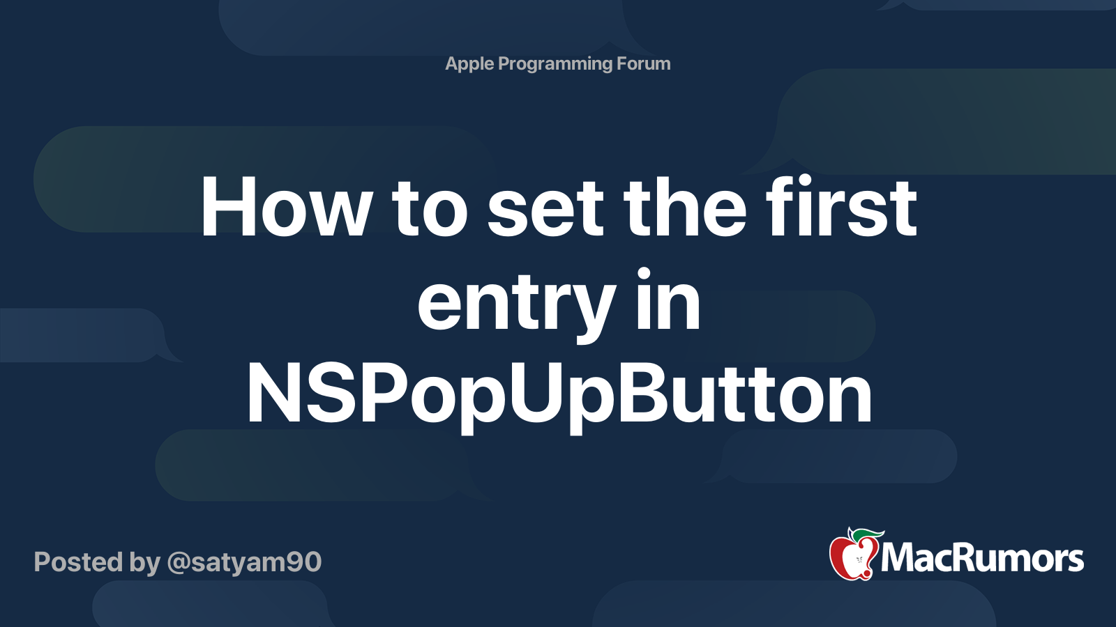 How to set the first entry in NSPopUpButton | MacRumors Forums