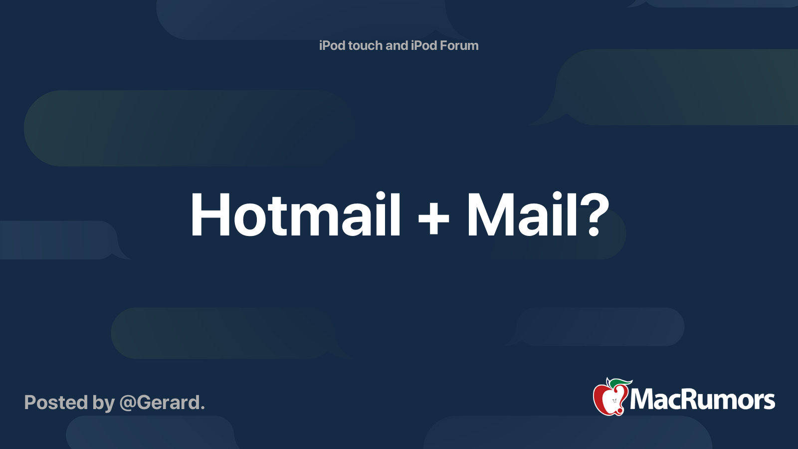 Hotmail + Mail? | MacRumors Forums