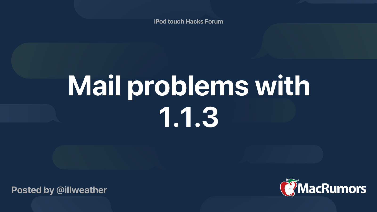 Mail problems with 1.1.3 | MacRumors Forums